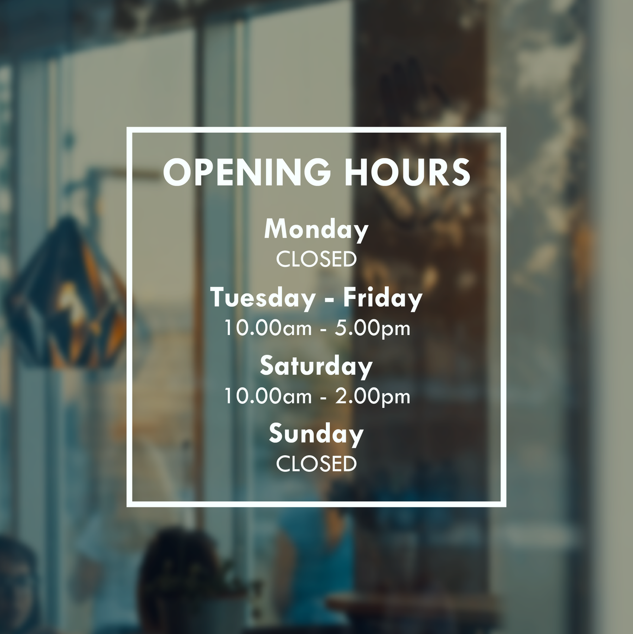 OPENING HOURS | Business Shop Decal (Type 1)