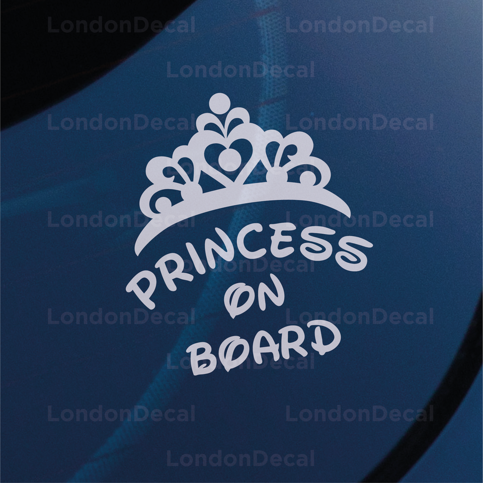Princess On Board Car Vinyl Decal Sticker - LondonDecal