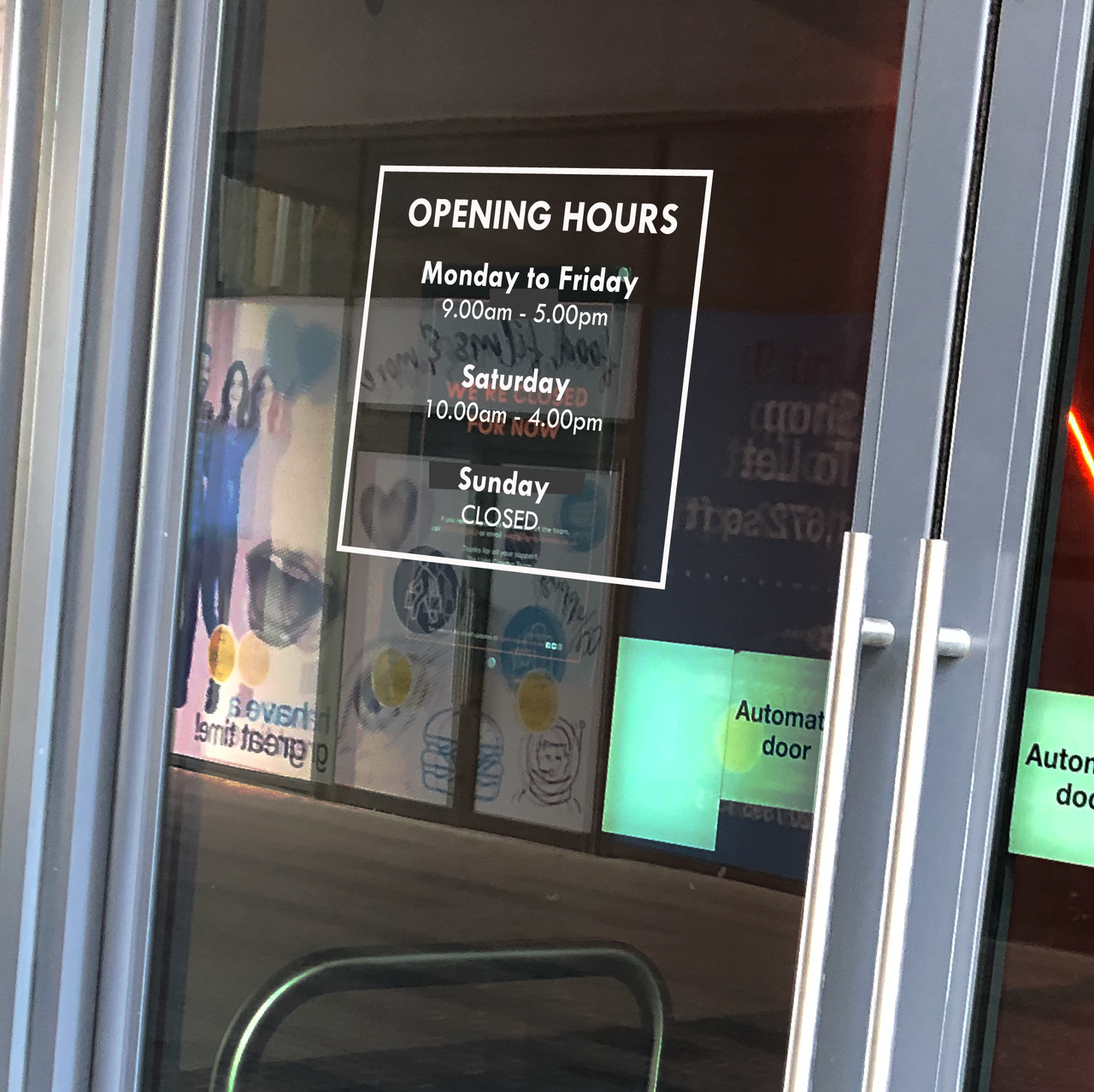 OPENING HOURS | Business Shop Decal (Type 1)